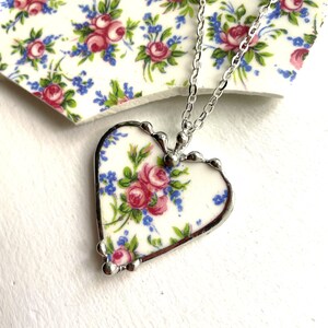 Fabulous Rosina Chintz Pink Rose & Forget Me Not, Heart Pendant, Broken ...