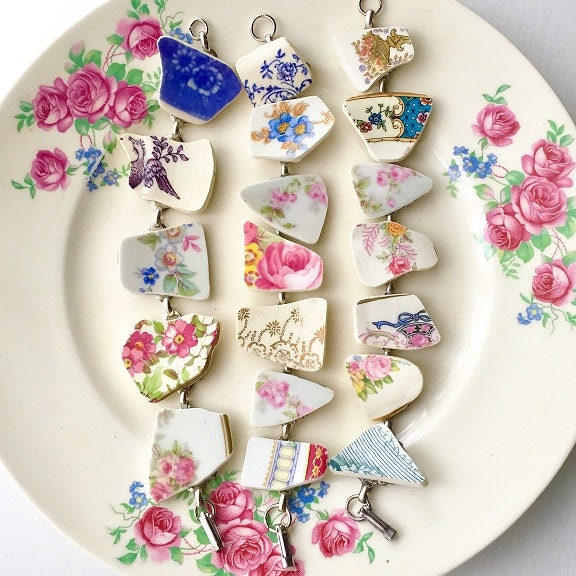 Broken China Jewelry, Broken China Bracelet, Made From Antique Broken ...