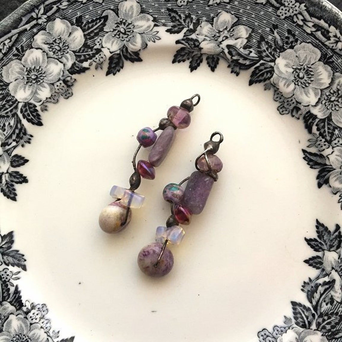ARTISAN METALWORK. Soldered Charms. 2 Hand-beaded Charms Drops Jewelry ...