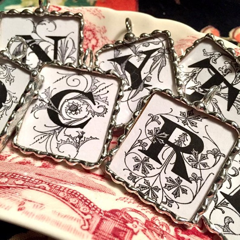 Victorian Aesthetic Monogram Initial Letter D Necklace Pendant With 22 ...