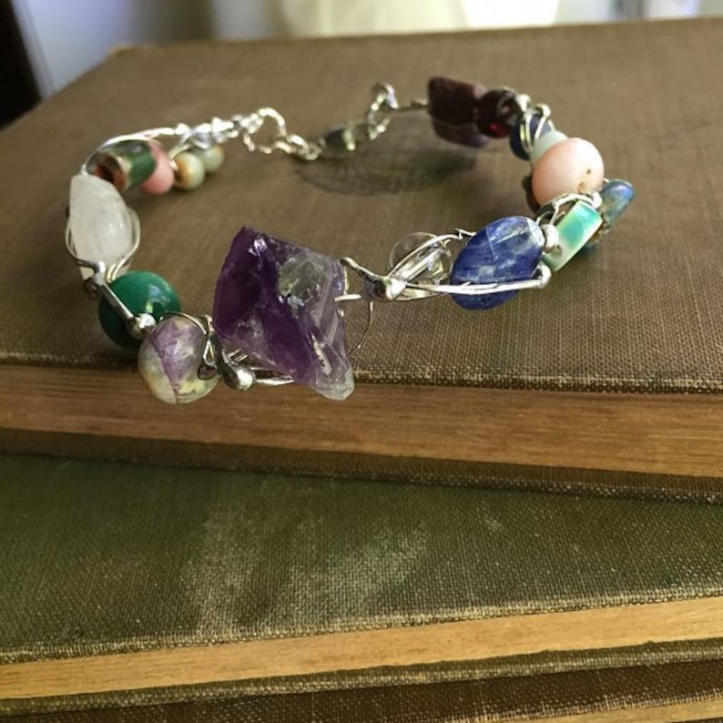 Fairy Ring of Gems Beaded Gemstone Circlet Bracelet Amethyst | Etsy