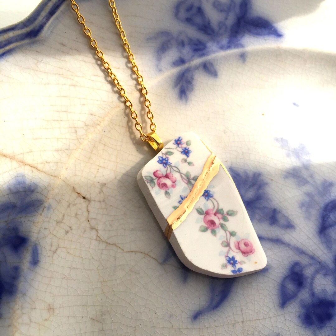Kintsugi Jewelry, Gold Mended, Broken China Jewelry, China Pendant ...