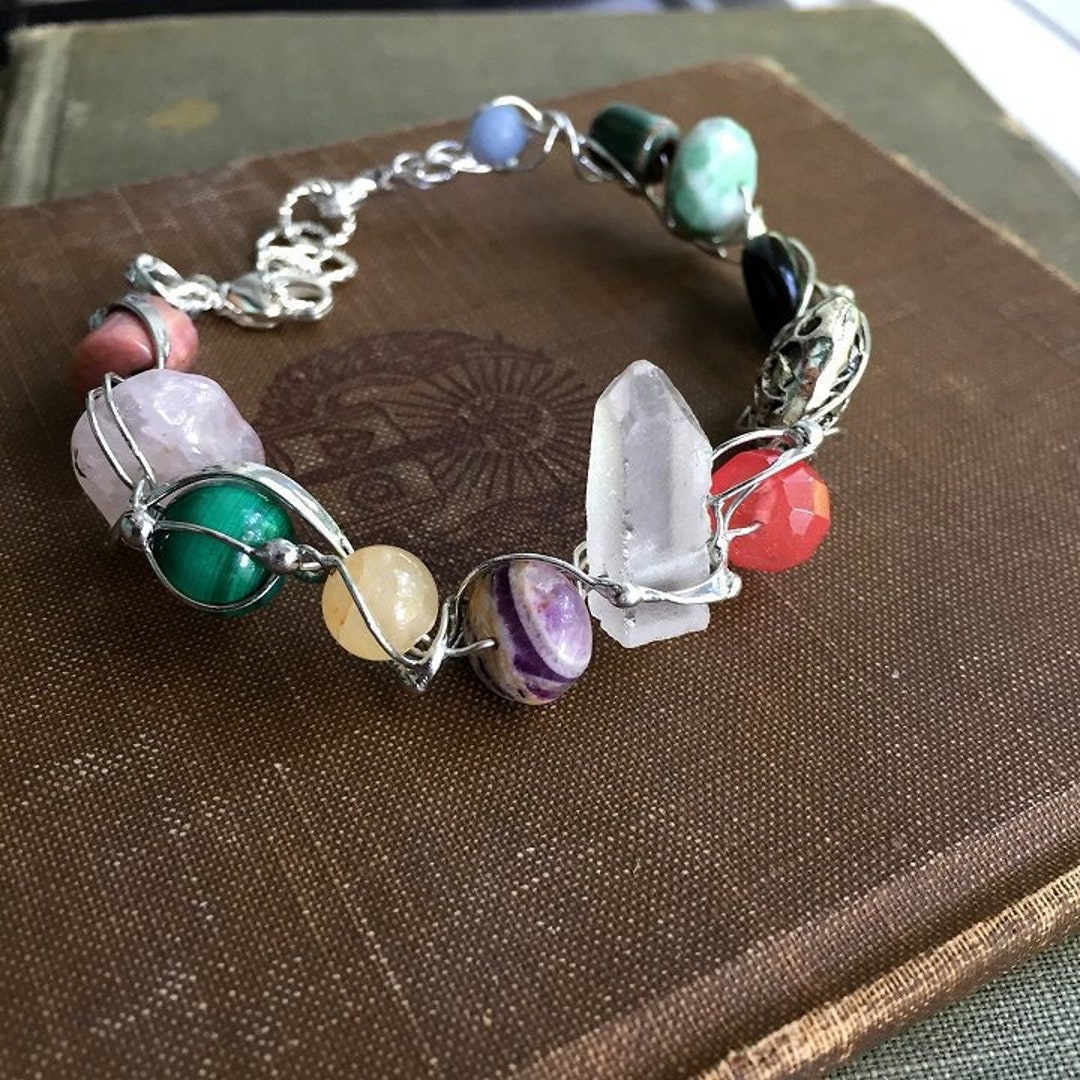 Fairy Ring of Gems, Beaded Gemstone Circlet Bracelet, Quartz Crystal ...