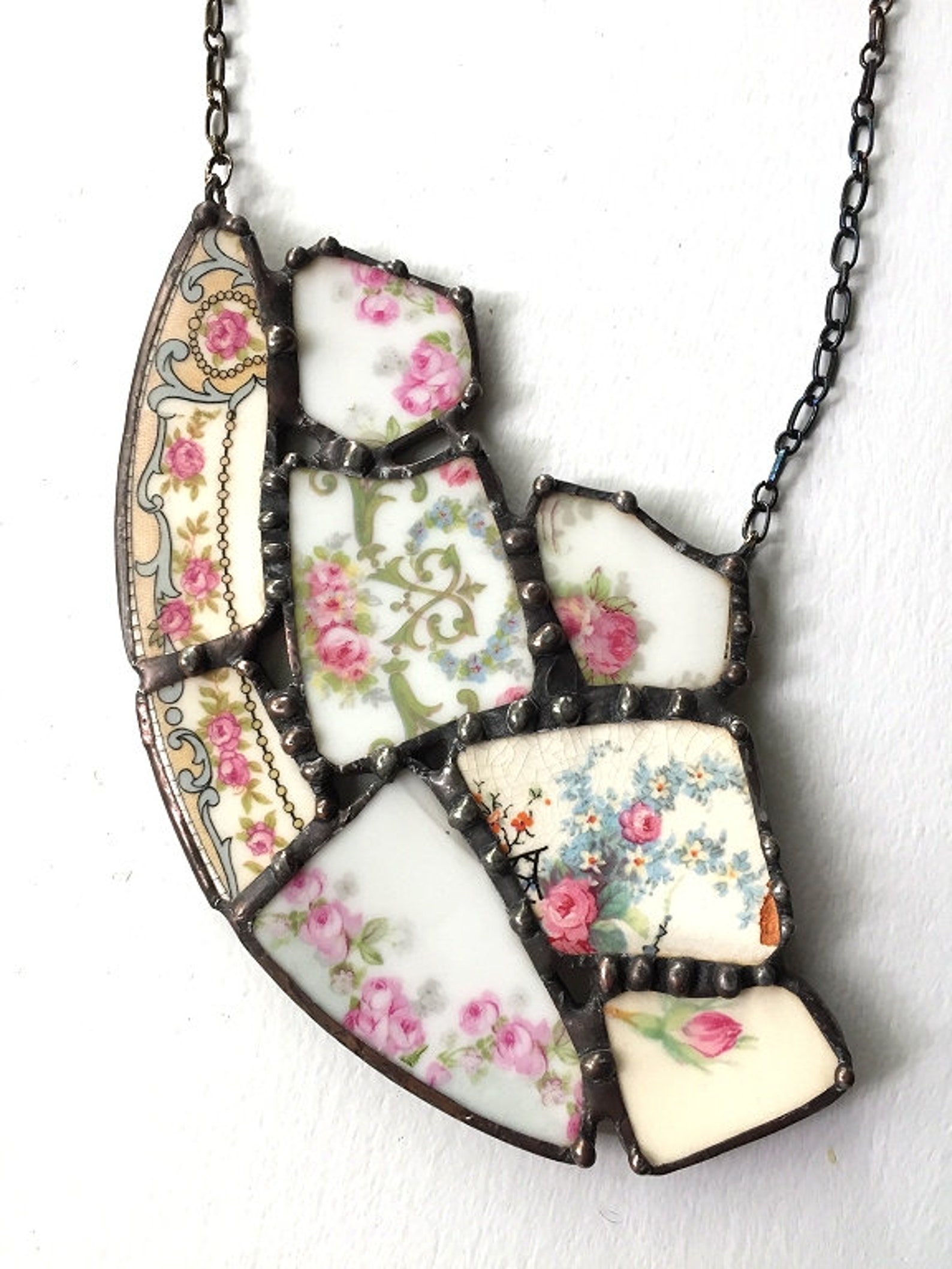Broken China Jewelry. Statement Necklace. Upcycled China. | Etsy UK