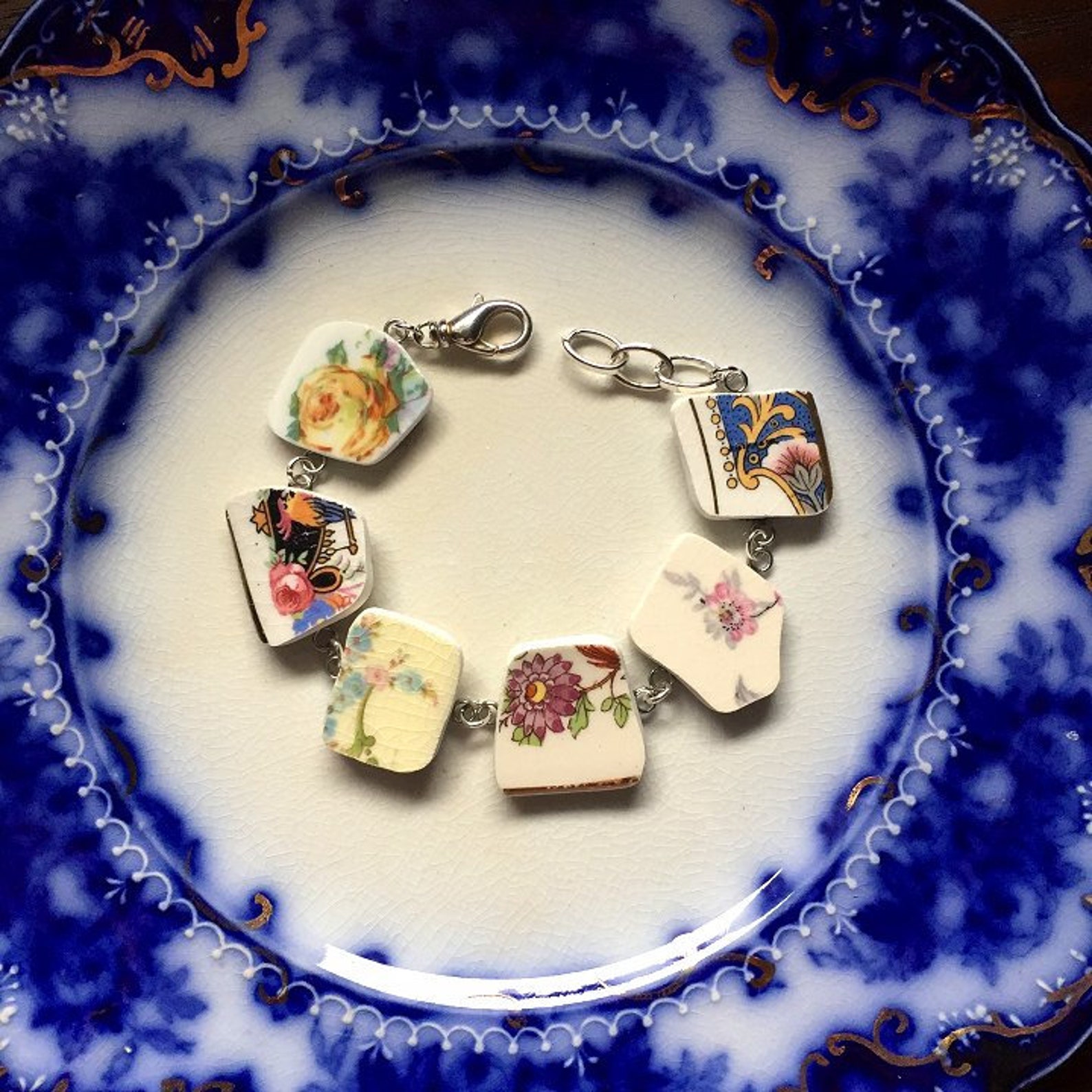 Broken China Jewelry, Broken China Bracelet, Made From Antique Broken ...
