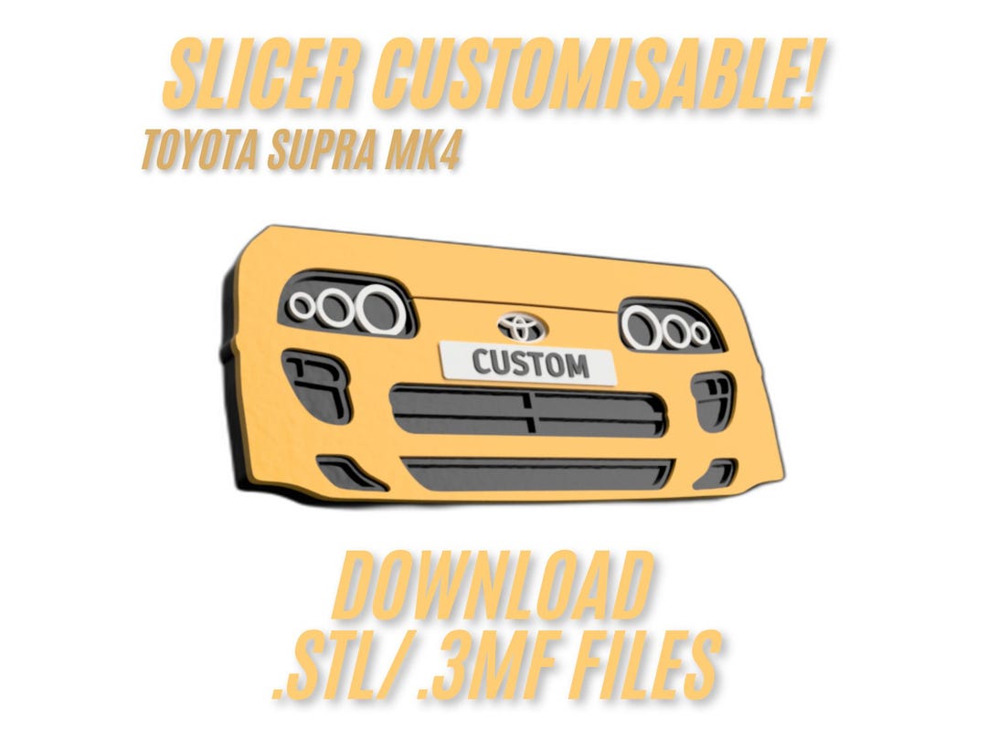 Toyota Supra MK4 Front STL/3MF File – Customizable License Plate – 3D ...