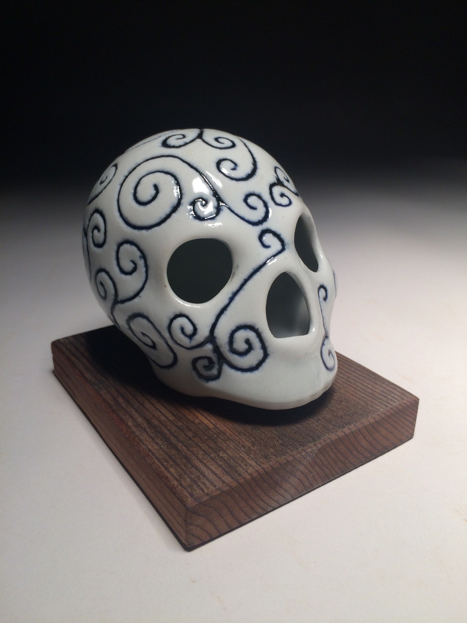 Cobalt Scroll Work Skull | Etsy