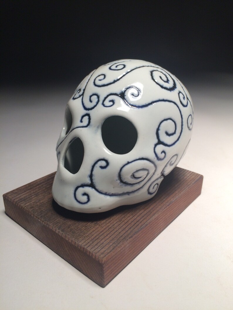 Cobalt Scroll Work Skull - Etsy