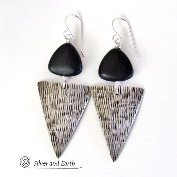 Triangle Onyx Earrings - Etsy