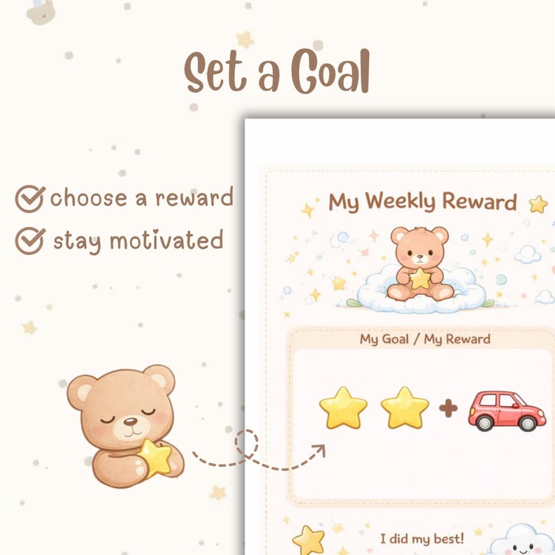 Kids Weekly Reward Printable | Behavior & Routine Tracker With Stars ...