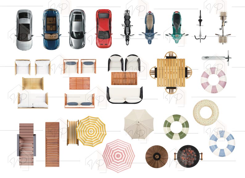 Top View Furniture Collection for 2D and 3D Floor Plans - Etsy