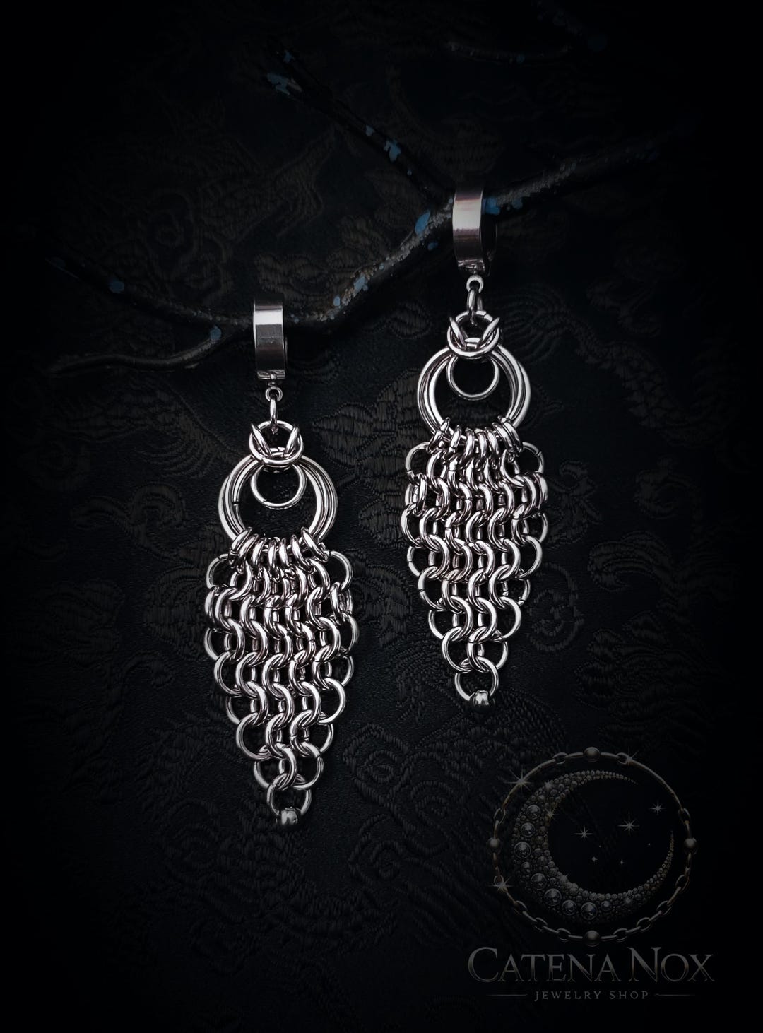 Medieval Chainmail Huggie Hoop Rings Handmade Earrings Stainless Steel ...