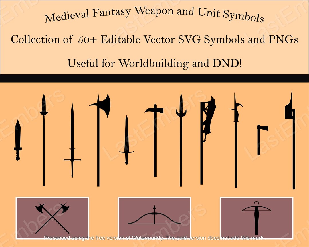 Medieval Fantasy Weapons and Unit Symbols - Etsy