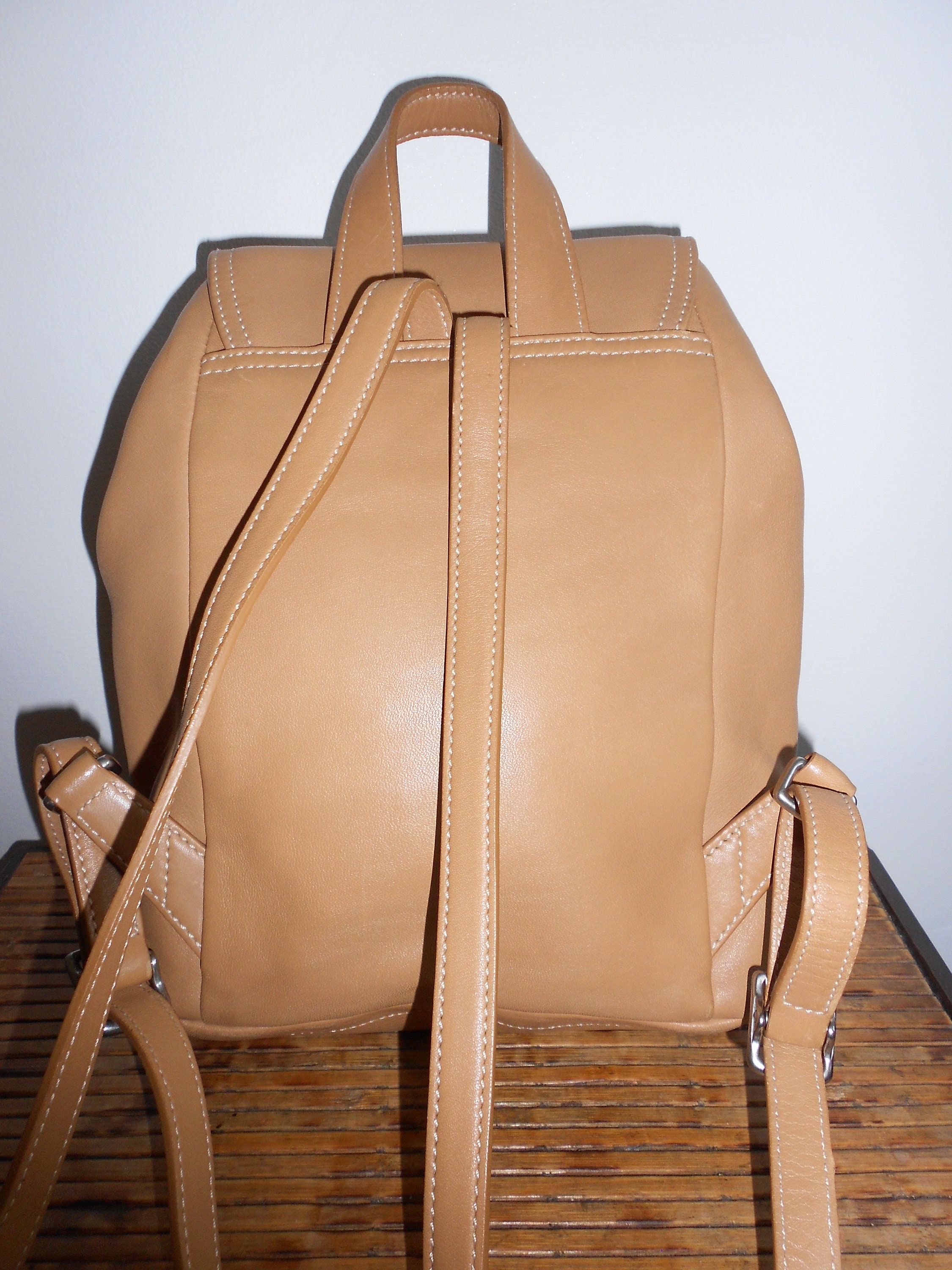 Coach Tan Leather Backpack / Coach Knapsack Bag - Etsy