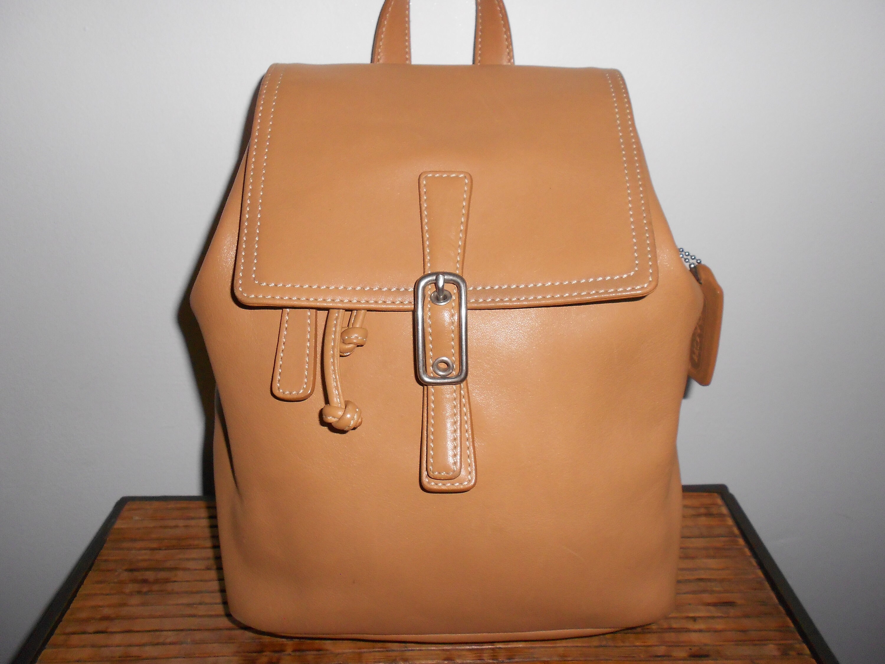 Coach Tan Leather Backpack / Coach Knapsack Bag - Etsy