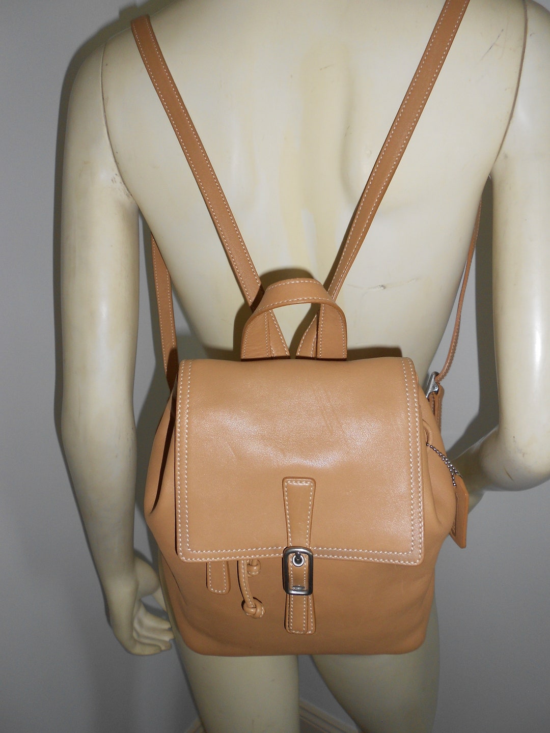 Coach Tan Leather Backpack / Coach Knapsack Bag - Etsy