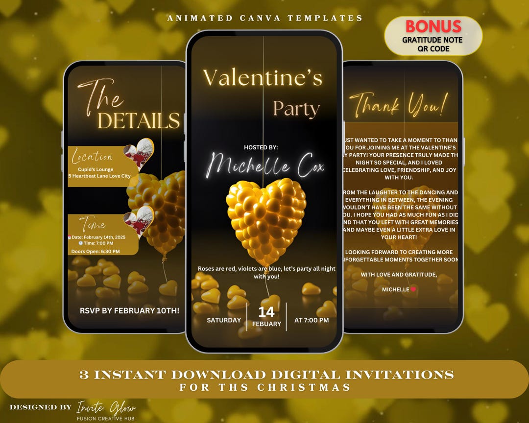 Editable Digital Valentine Invitation, Electronic Valentine Party ...