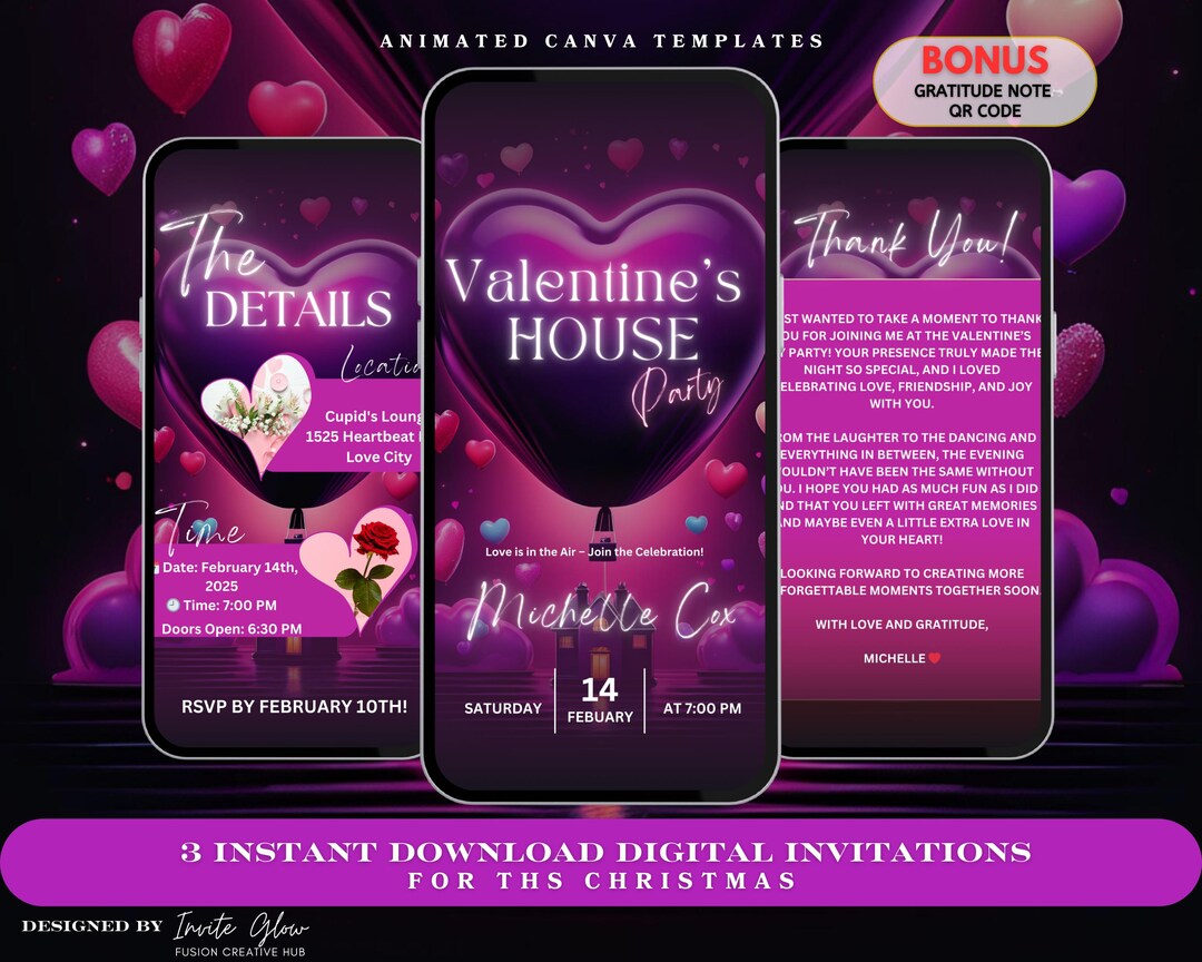 Editable Digital Valentine Invitation, Electronic Valentine Party ...