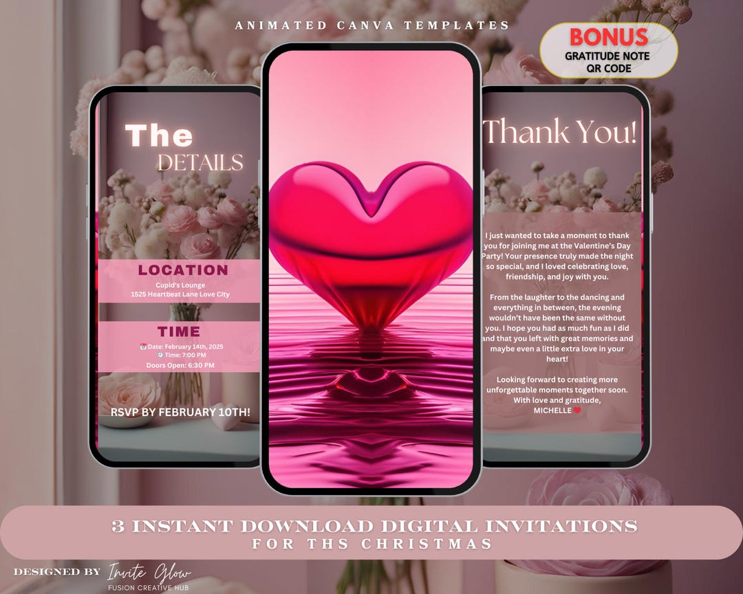 Editable Digital Valentine Invitation, Electronic Valentine Party ...