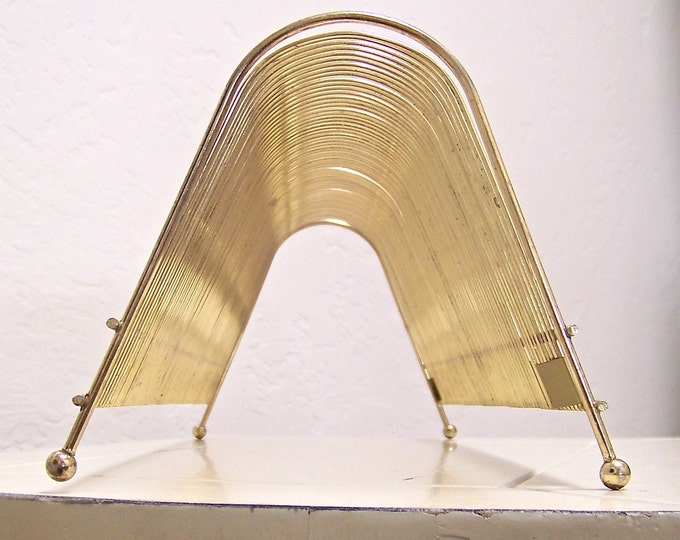 Vintage Gold Metal Wire Record Holder - Etsy