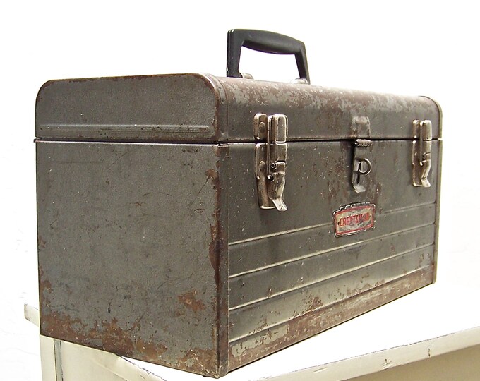 Vintage Grey Metal Craftsman Tool Box - Hand Box - Etsy