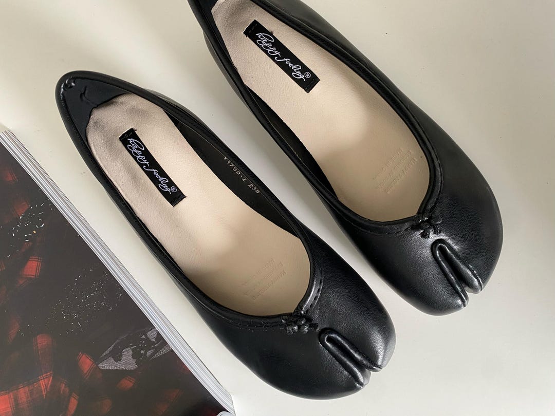 Black Tabi Ballerinas Modern Design and Comfort Elegant Women's Shoes ...