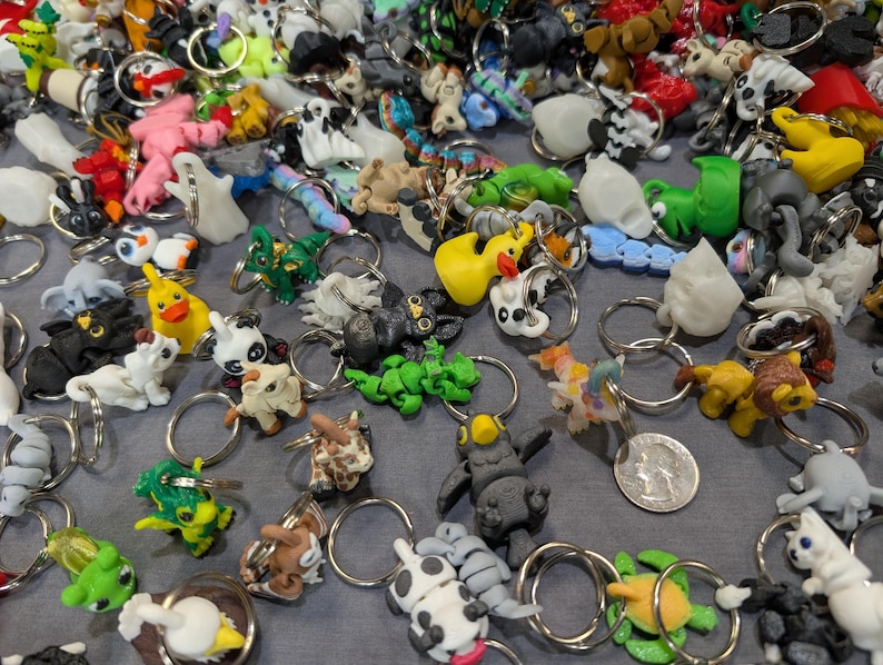 Mystery 3D Printed Keychain Grab Bag, Cute Animal Dragon Flexi Toys ...