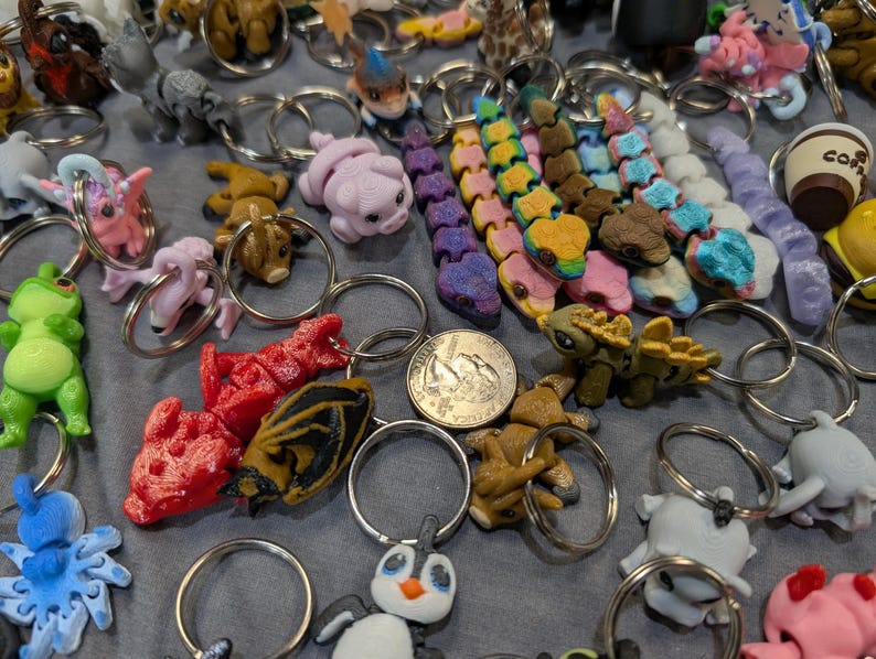Mystery 3D Printed Keychain Grab Bag, Cute Animal Dragon Flexi Toys ...
