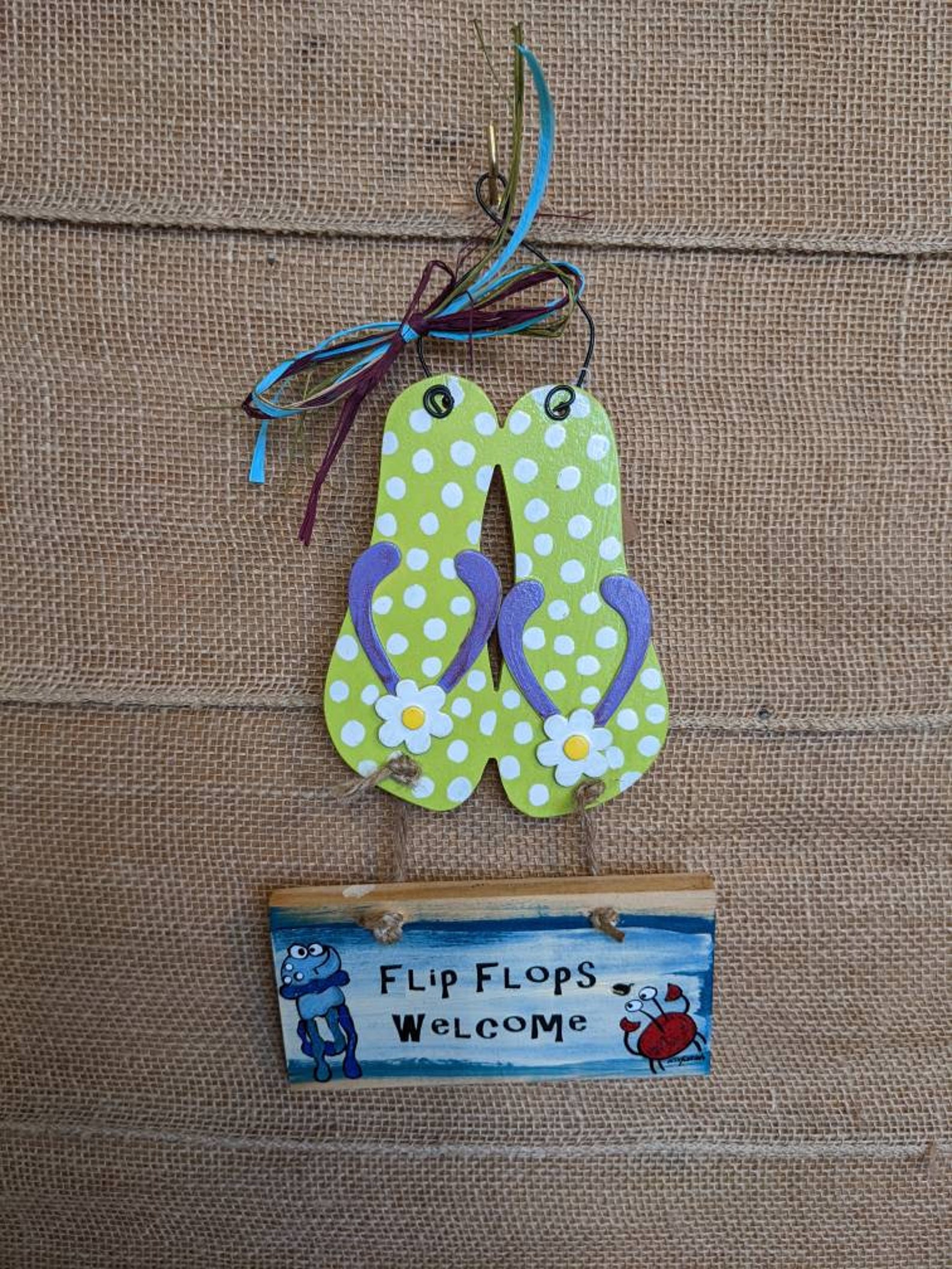 Flip Flop Welcome Sign Hand Painted Summer Custom Door Greeting - Etsy