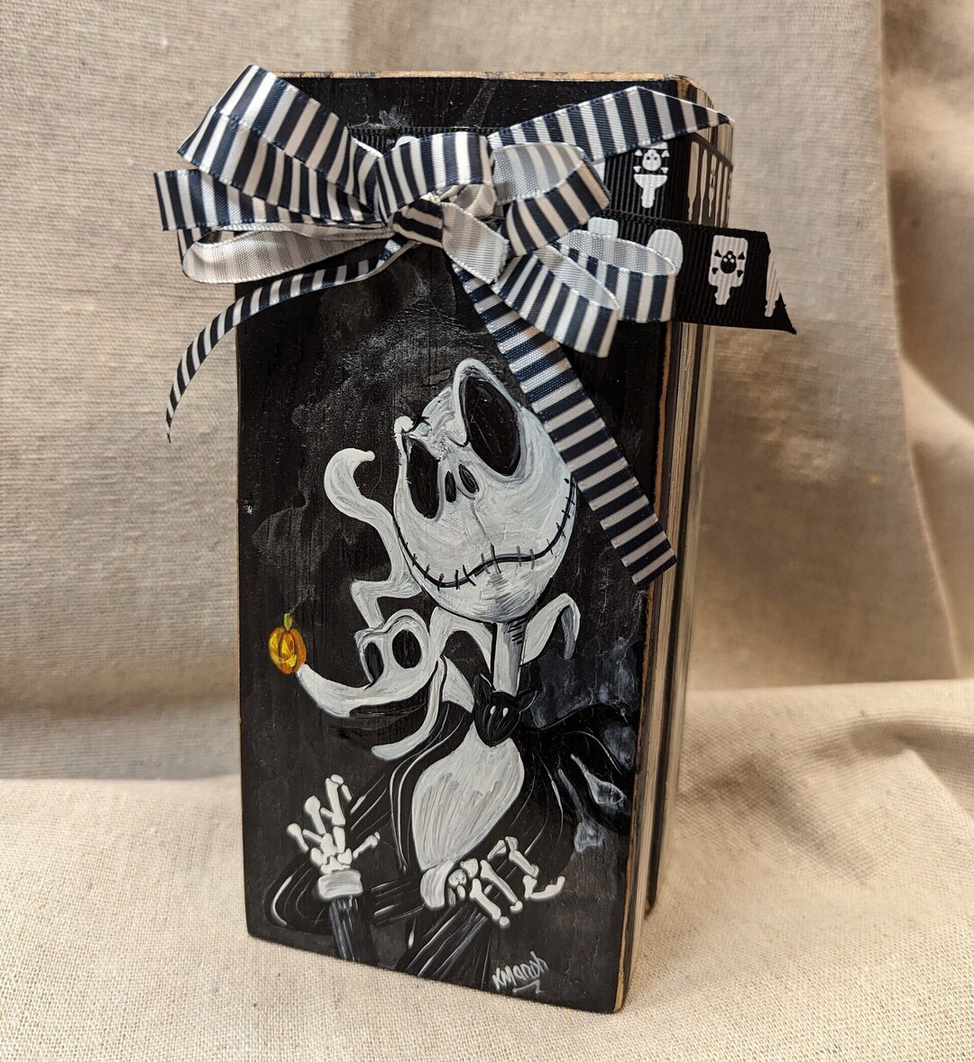 Jack Skellington Wooden Book Stack Hand Painted - Etsy