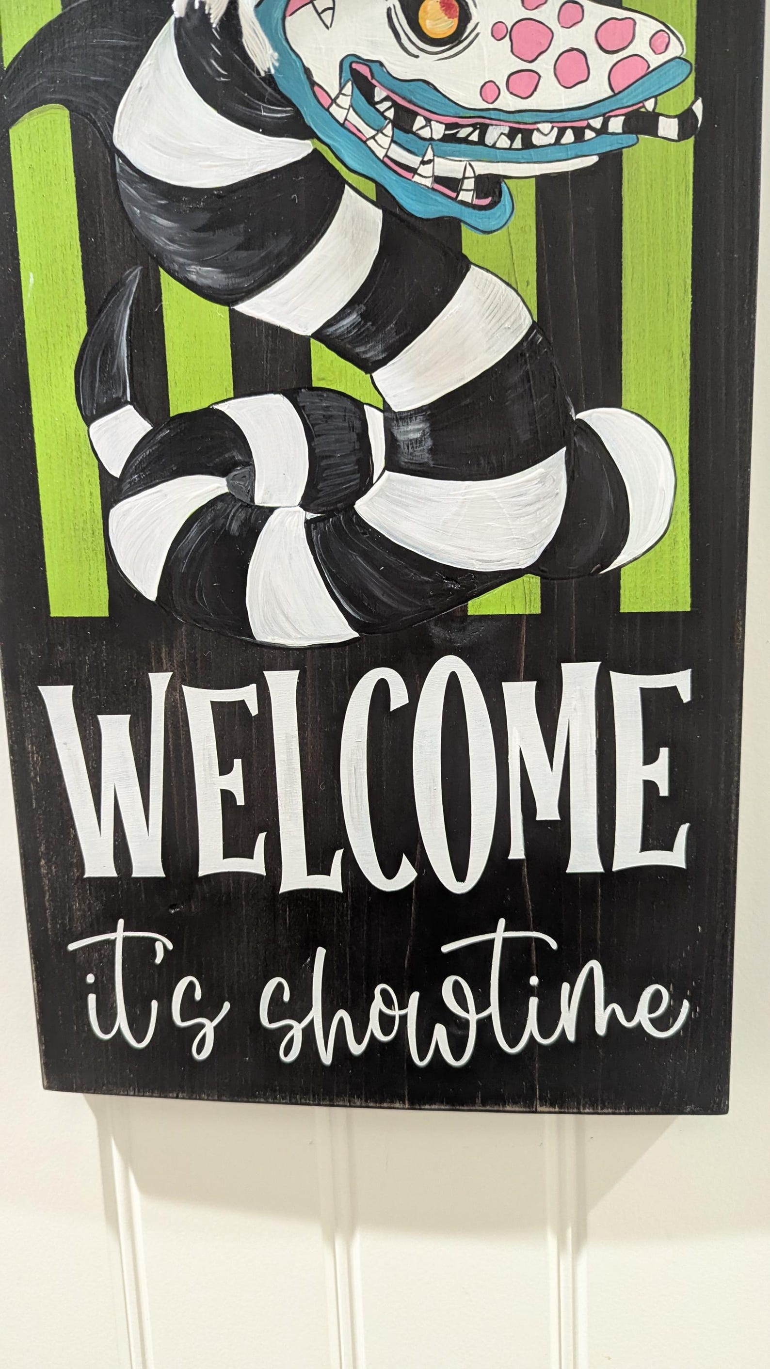 Beetlejuice It,s Showtime Welcome Pine Door Hanger - Etsy
