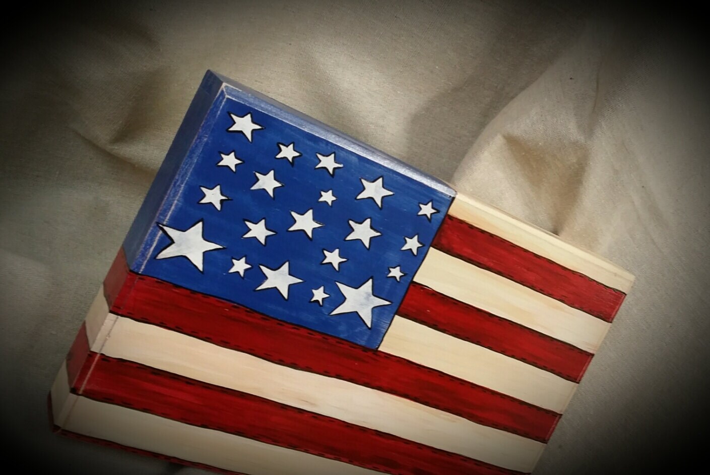 American Flag Patriotic Wooden Box Sign Hand Painted - Etsy