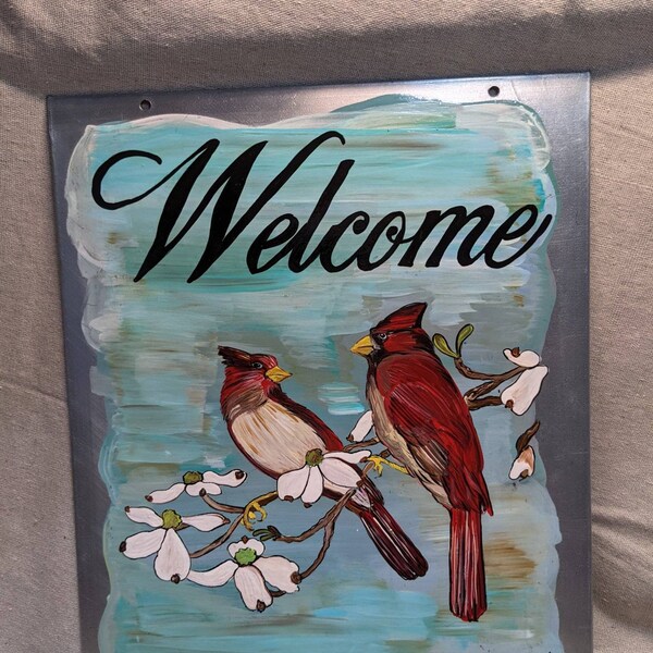 Cardinal Welcome Sign - Etsy