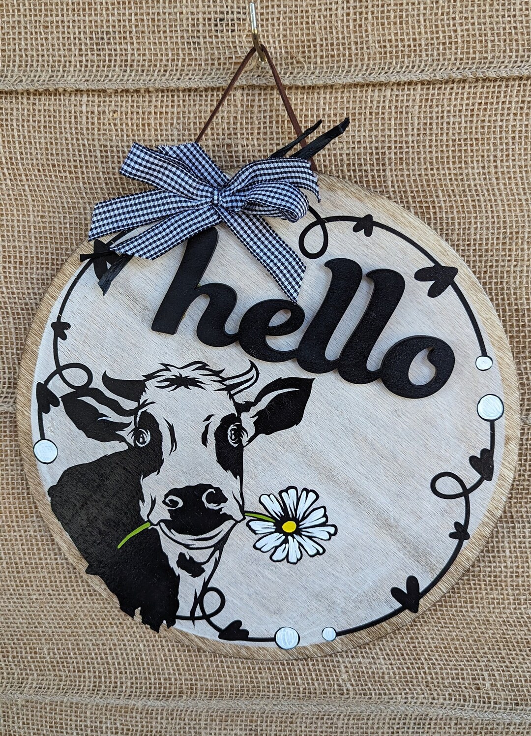 Welcome Heifers Cow Greeting 10 Inch Wooden Circle Door Hanger - Etsy