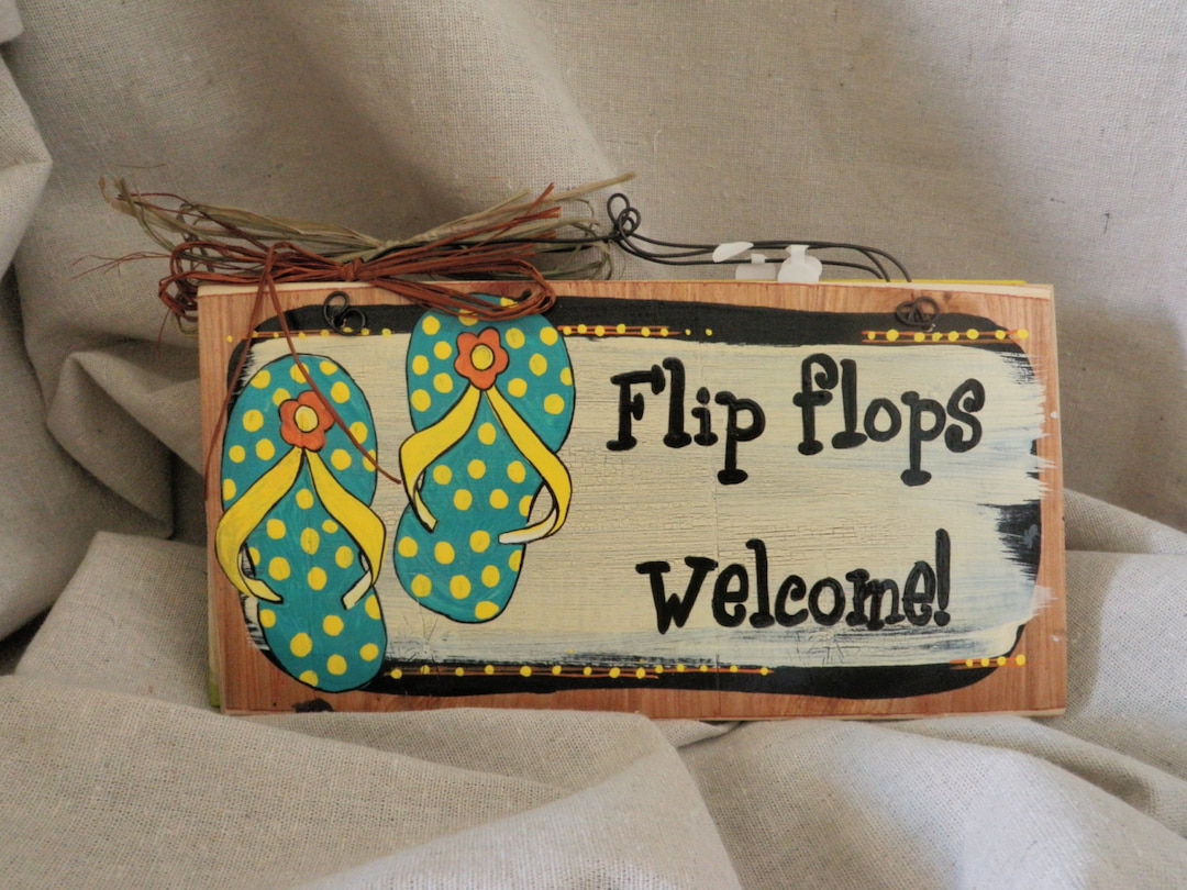 Flip Flops Welcome Wooden Door Hanger Sign - Etsy