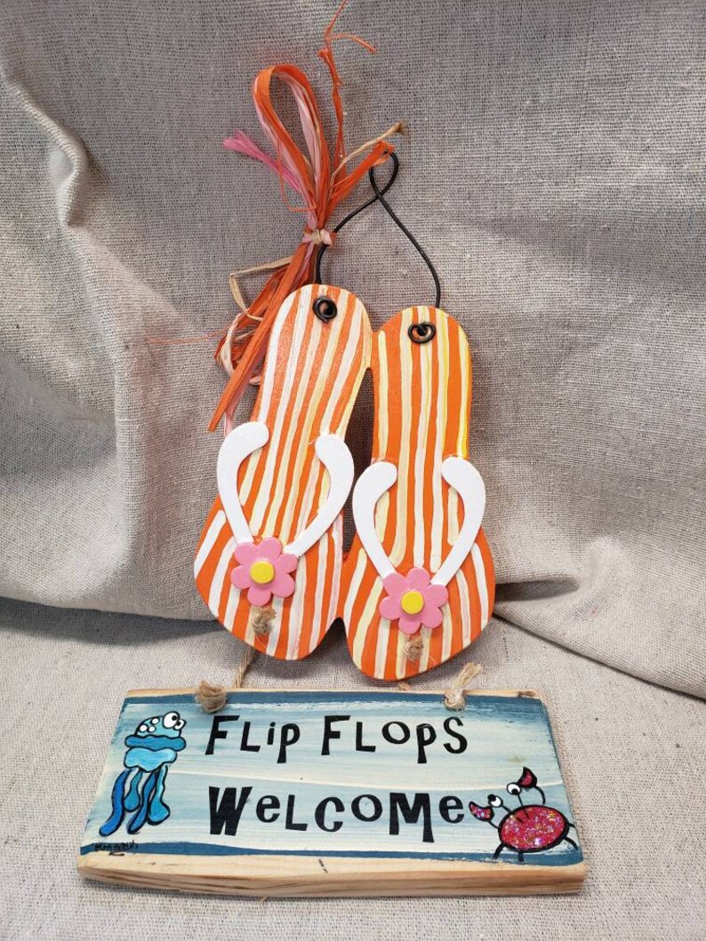 Flip Flop Welcome Sign Hand Painted Summer Custom Door | Etsy