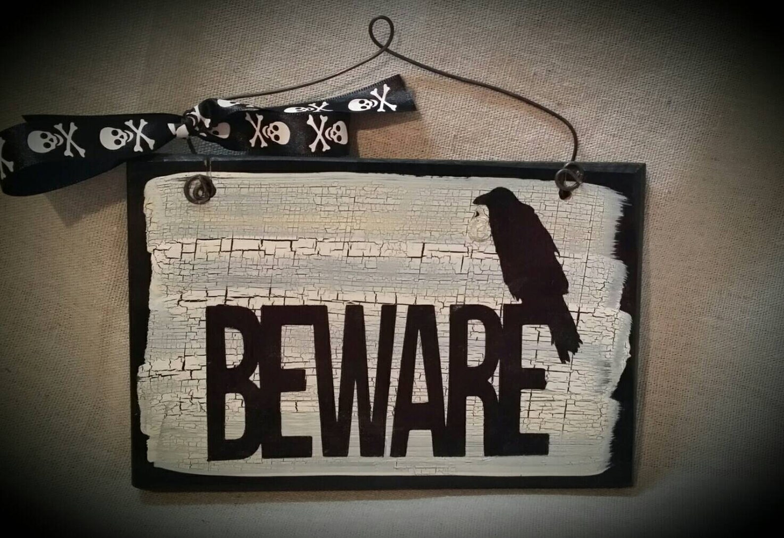 Halloween Beware Hand Painted Crow Sign - Etsy