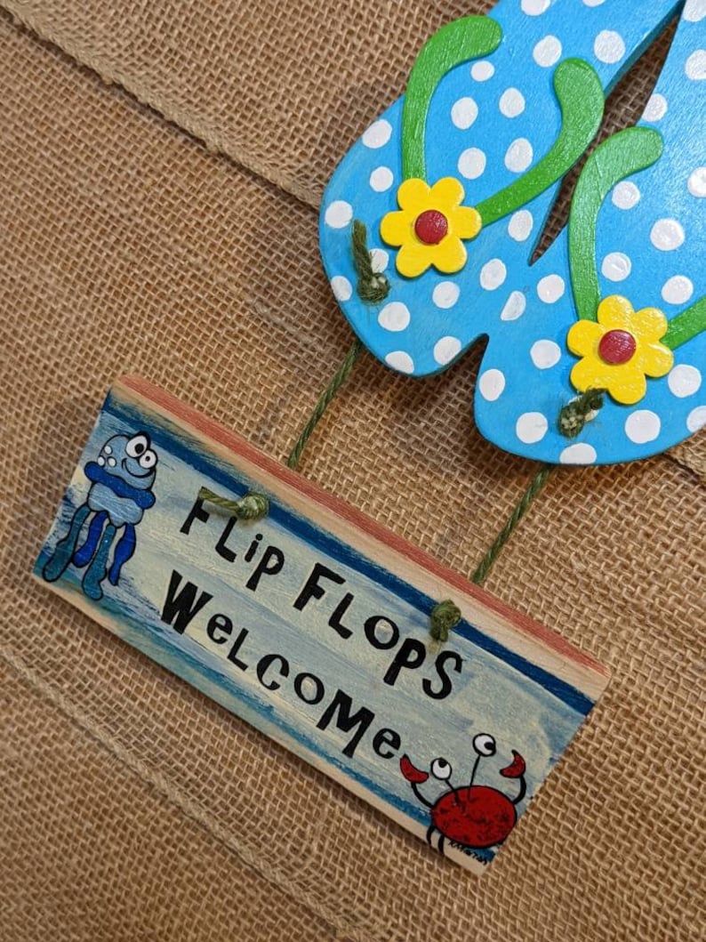 Flip Flop Welcome Sign Hand Painted Summer Custom Door Greeting - Etsy