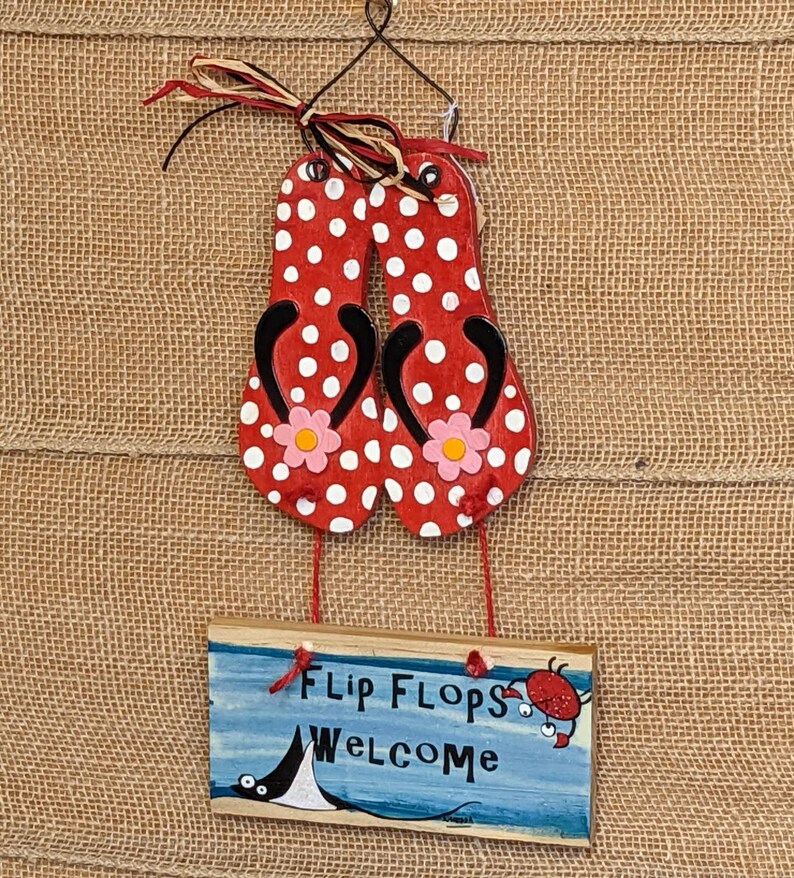 Flip Flop Welcome Sign Hand Painted Summer Custom Door Greeting - Etsy