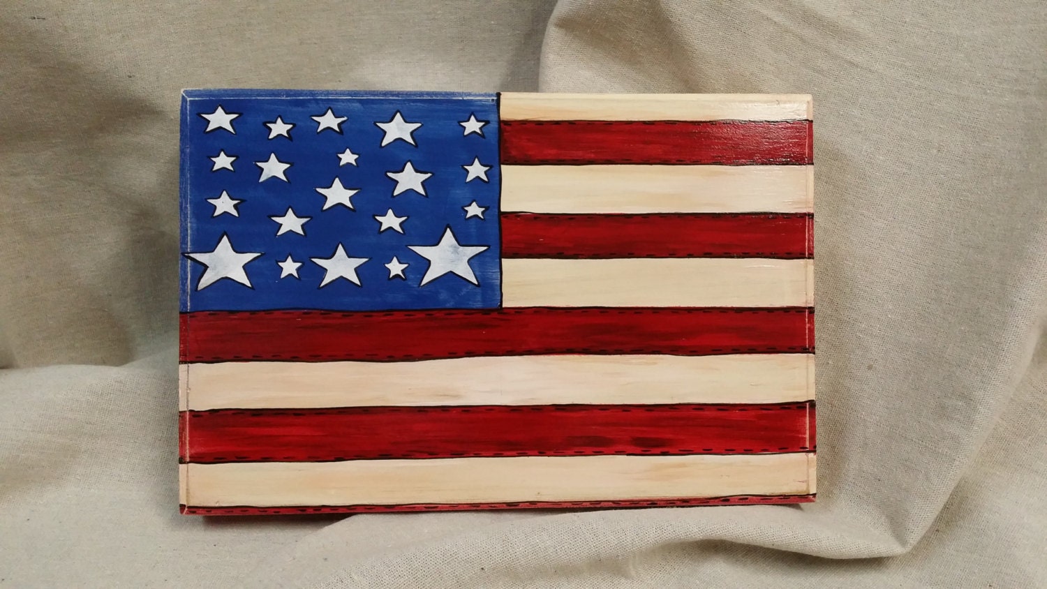 American Flag Patriotic Wooden Box Sign Hand Painted - Etsy