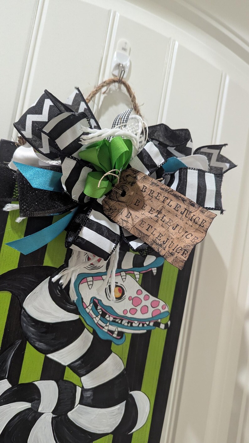 Beetlejuice It,s Showtime Welcome Pine Door Hanger - Etsy