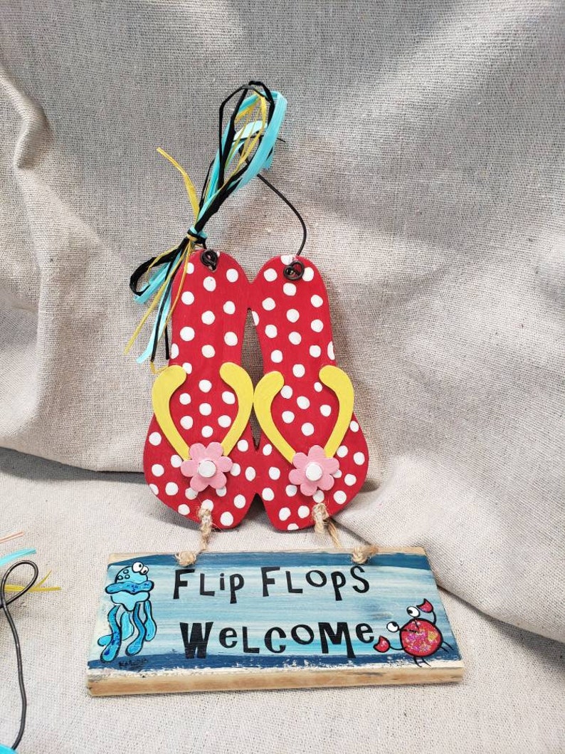 Flip Flop Welcome Sign Hand Painted Summer Custom Door | Etsy