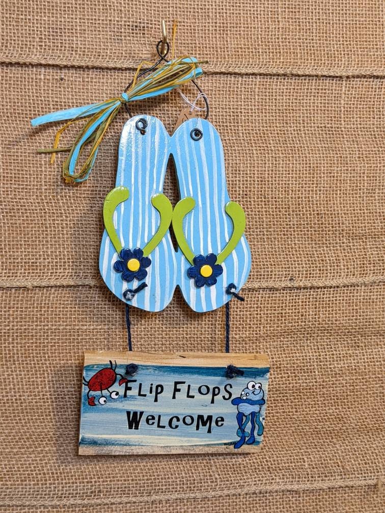 Flip Flop Welcome Sign Hand Painted Summer Custom Door - Etsy Canada