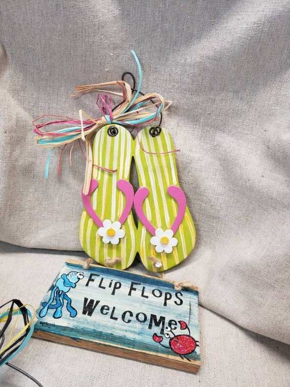 Flip Flop Welcome Sign Hand Painted Summer Custom Door - Etsy