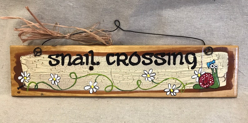 Snail Crossing Hand Painted Wooden Sign - Etsy