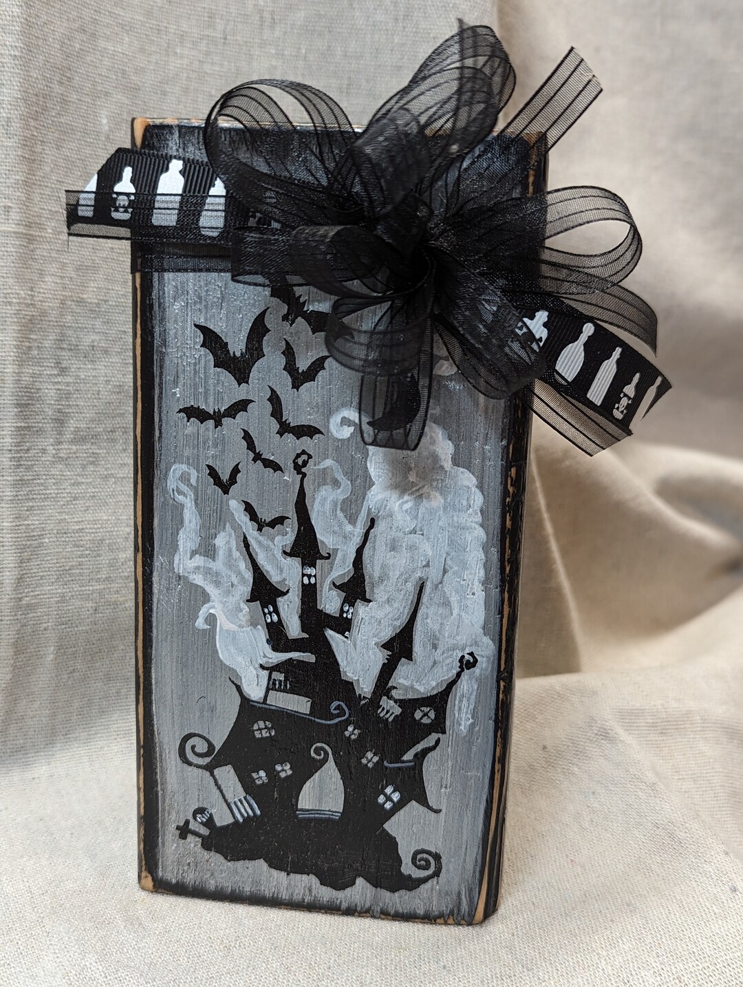 Haunted Mansion Spooky Stories Wooden Book Stack Hand Painted - Etsy