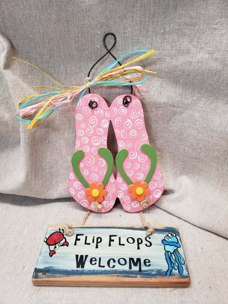 Flip Flop Welcome Sign Hand Painted Summer Custom Door - Etsy Canada