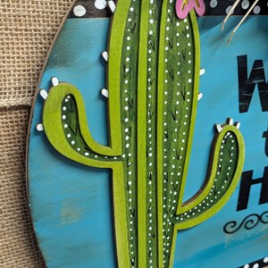 Welcome to Our Home Wooden Circle Door Hanger Cactus - Etsy