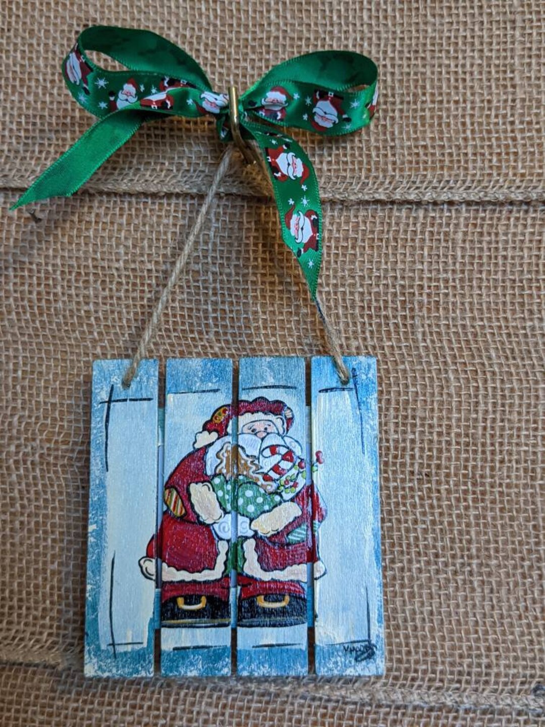 Santa Hand Painted Wooden Sign Small - Etsy