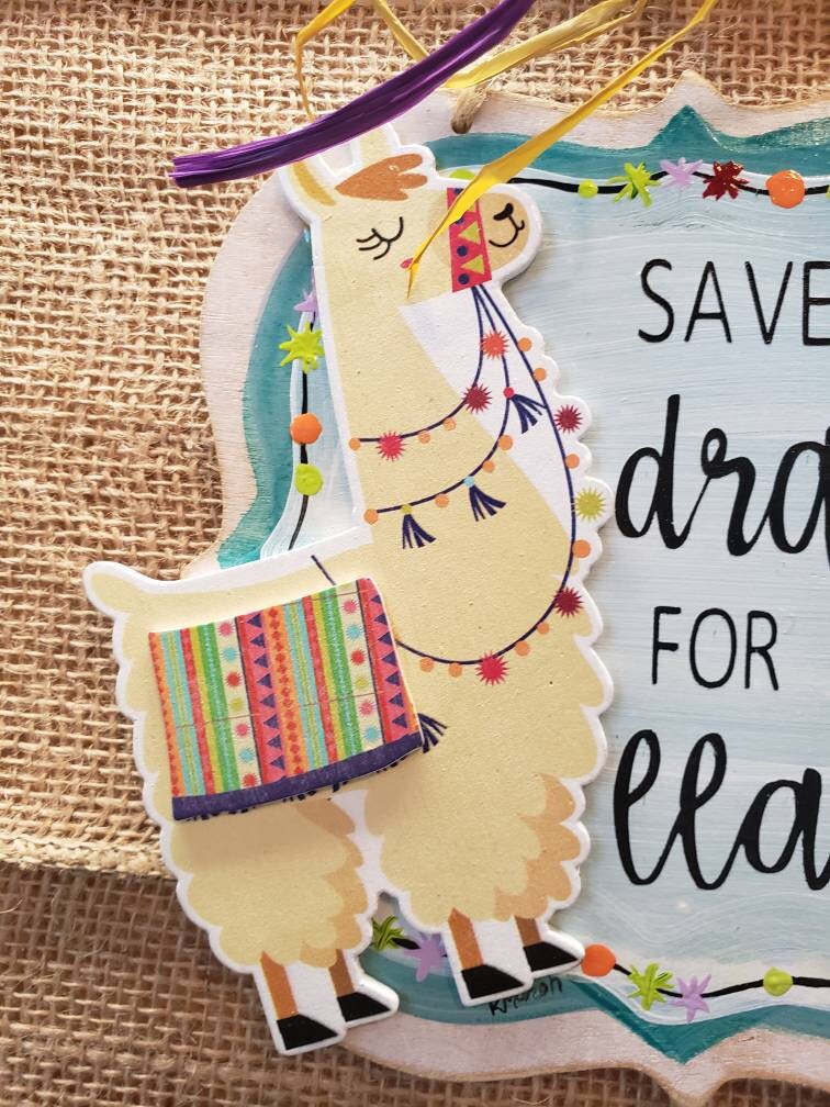 Llama drama hand painted wooden sign | Etsy